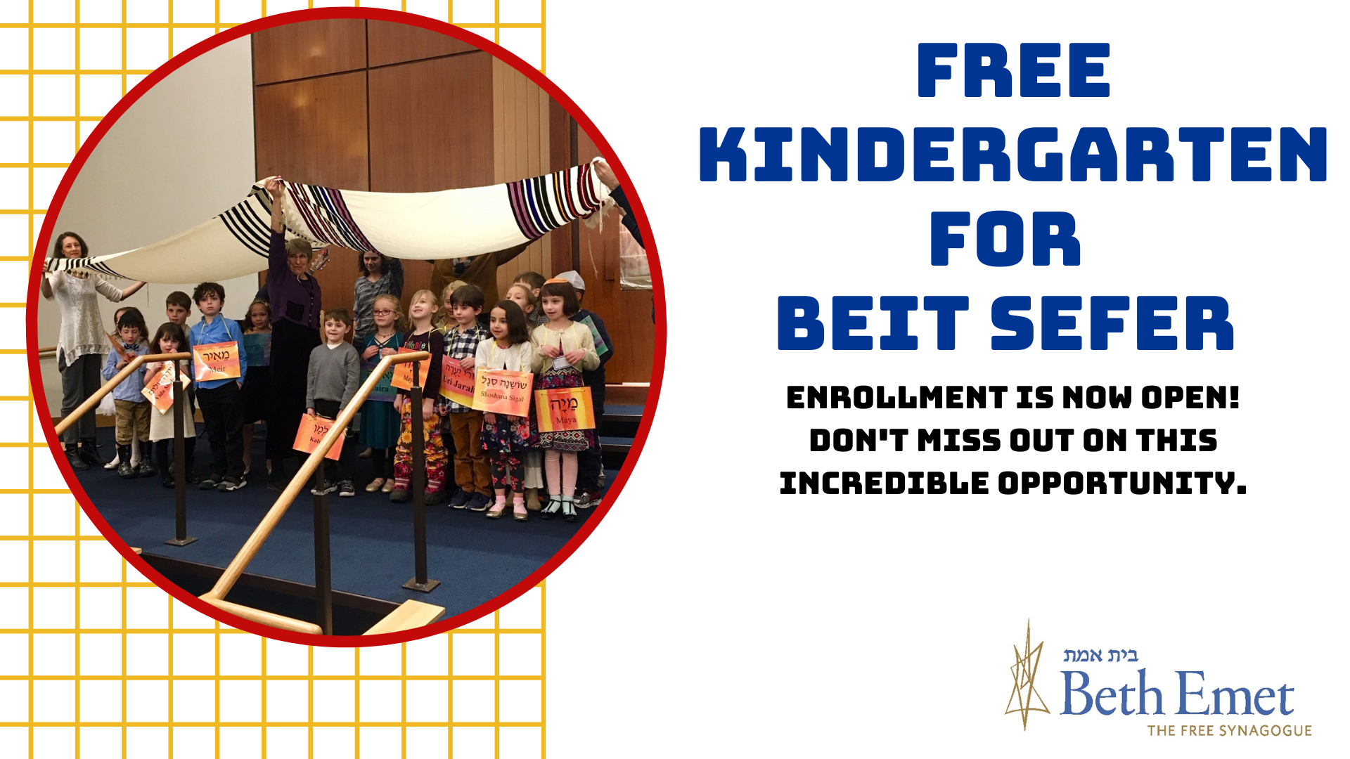Beth Emet Offers: Free Kindergarten for Beit Sefer! - Beth Emet